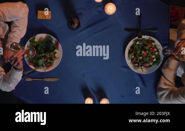 Marriage proposal concept. Couple celebrating valentines day and having ...