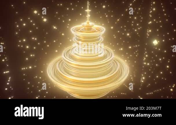 Abstract Shiny Gold Glowing Quaternion 3D Fractal Mathematical Shape ...