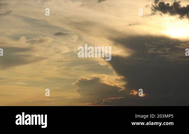 Clear blue sky with cumulus clouds that stand still and cirrus clouds ...