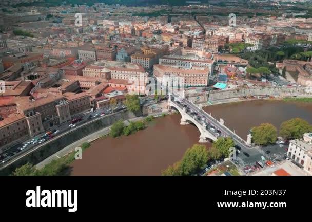 Daytime Aerial view moving over Rome, Italy. High quality 4k footage ...