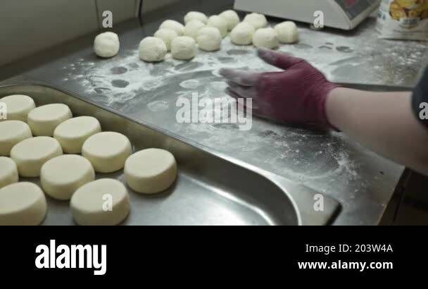 Process of Making Bread Rolls by Baker at Restaurant Kitchen. Slow ...
