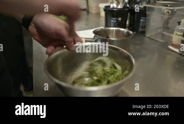 Process of Preparation of Meat Dishes by Chef Cook at Restaurant ...