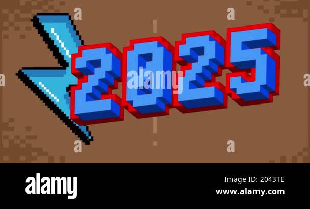 2025 pixelated number animation with geometric graphic background ...
