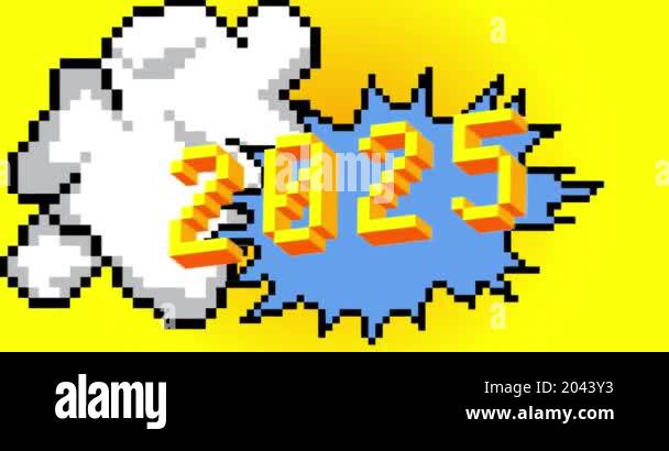2025 pixelated number animation with geometric graphic background ...