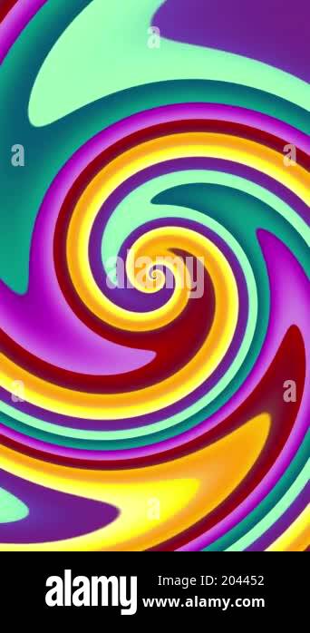 Hypnotic psychedelic swirl twirl spiral abstract shape vertical background. Loop animation ...