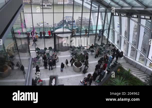 Panoramic view of London from Sky Garden, featuring the Thames River ...