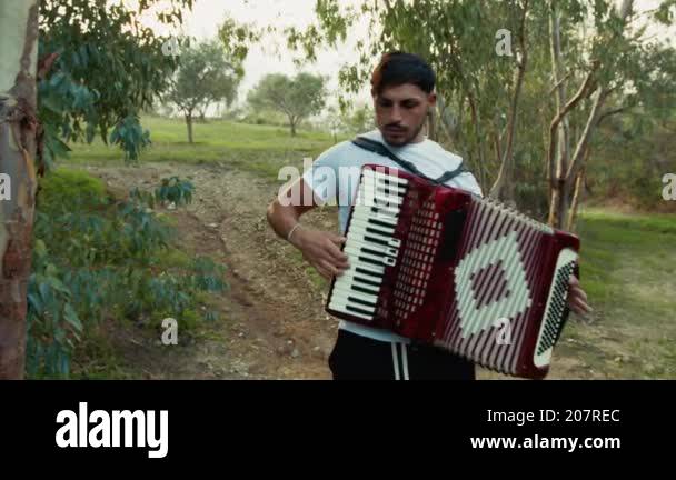 Man Playing Traditional Instrument In The Nature Stock Video Footage ...
