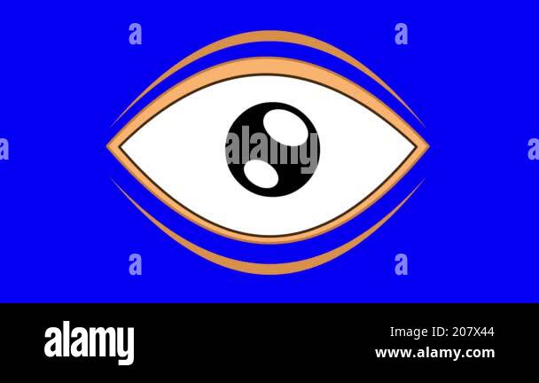 video animation blinking eye illustration, on a blue chroma key ...