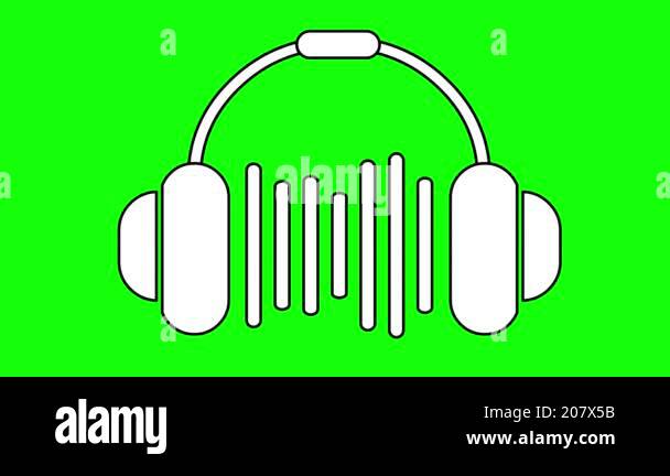 video animation drawing icon headphones with sound waves concept ...