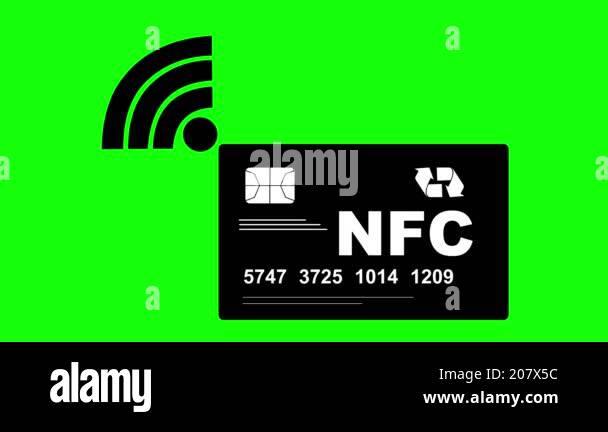 video animation black and white icon plastic card and NFC transfer ...