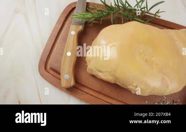 Whole duck foie gras lobe, close-up Stock Video Footage - Alamy
