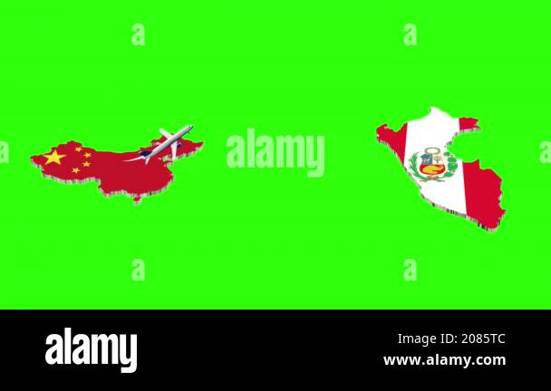 Animation Of Flight From CHINA To Peru Stock Video Footage - Alamy
