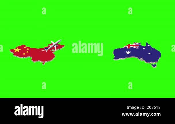 Animation Of Flight From CHINA To AUSTRALIA Stock Video Footage - Alamy