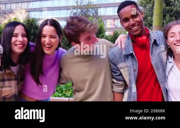 Smiling friends standing close Stock Videos & Footage - HD and 4K Video ...