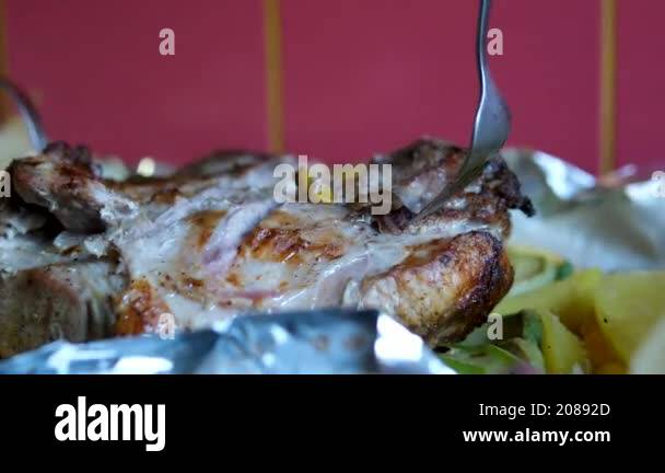 Grilled Beef with Fresh Vegetables on Wooden Platter, Served with a ...