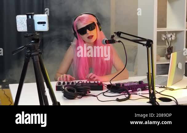 Beautiful young singer and modern musician broadcast from her home ...