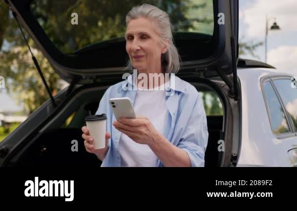 Carefree relaxed Caucasian aged lady elderly woman female senior mature ...