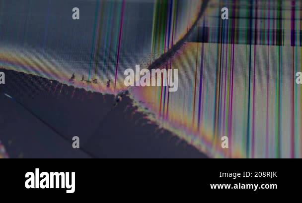 Screen glitch. Monitor defect. Changing flickering broken pixels on ...