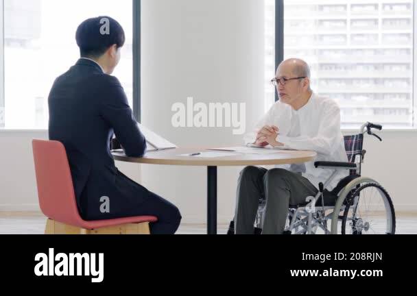 Elderly people receiving sales from businessmen Stock Video Footage - Alamy