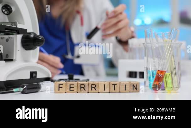 A vibrant lab scene showcases ferritin testing with microscopy and ...