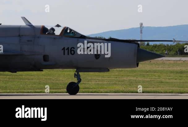 Zagreb Croatia May 11 2024: Close-up of a military pilot in the cockpit ...