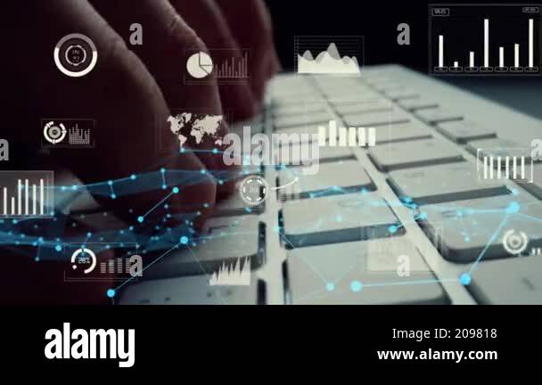 Creative visual of business big data and finance analysis on computer ...