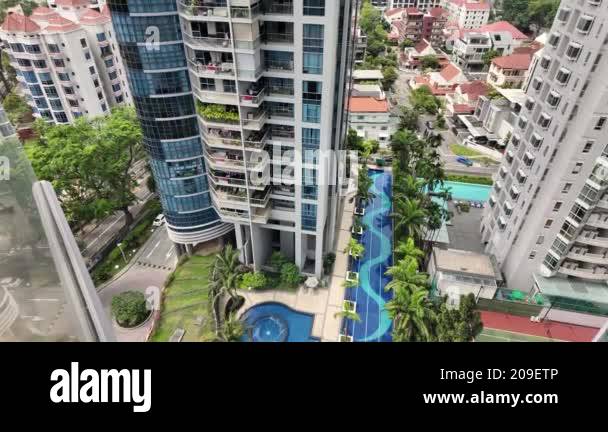 Singapore - 26 aug 2024: Vertical pan on residential building in center ...