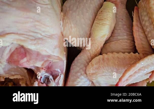 Cut Chicken Carcass Prepared for Cooking in Kitchen, Showcasing Various ...