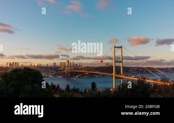 Istanbul timelapse video. Day to night Istanbul view with Bosphorus ...