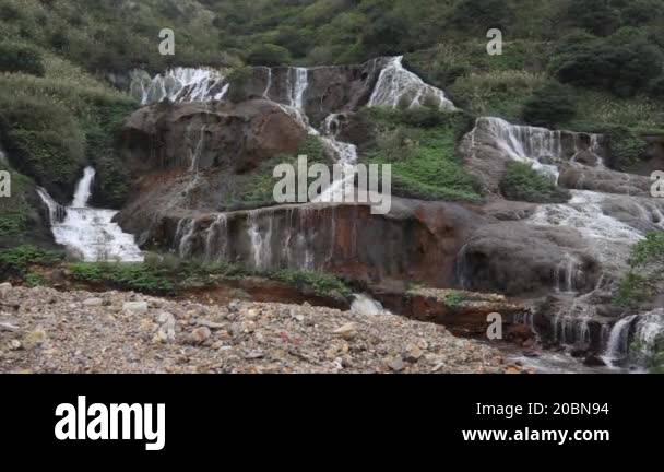Beautiful Waterfall Running Over Rocks of a Mountain 4K Nature Video ...
