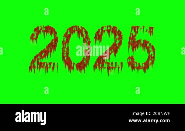 2025 with scary blood effect on green screen background Stock Video ...