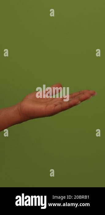 A graceful and expressive hand gesture emerges against a vibrant green ...