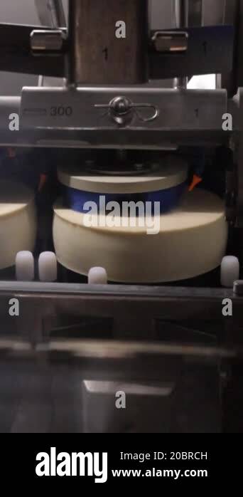 Industrial cheese brushing machine cleaning mold from cheese wheels in ...