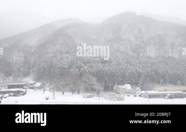 GUMMA, JAPAN - DEC9, 2018 - Snowfall covering area mountain in winter ...
