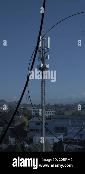 A telecommunication tower equipped with antennas, exemplifying the ...