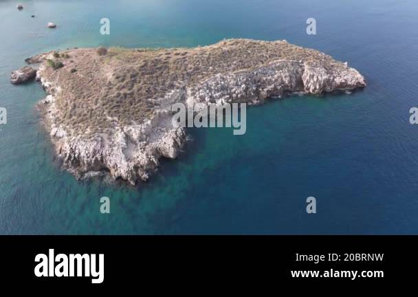 Aerial drone shot.View of famous beach in the summer, Crete, Greece ...