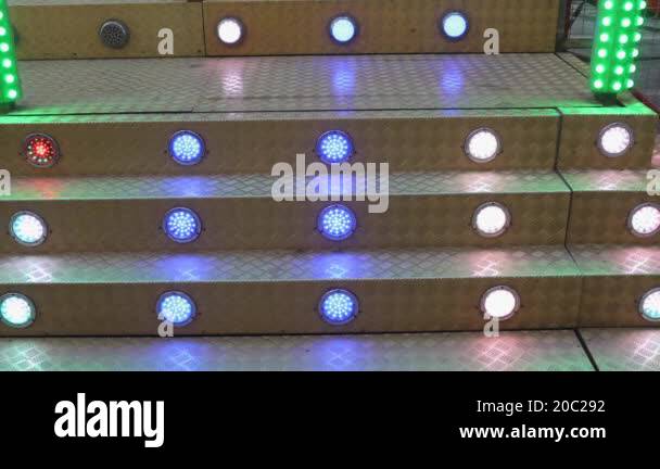 Colourful Led Lamps Flashing Reflectors Built in Metal Staircase Fun ...