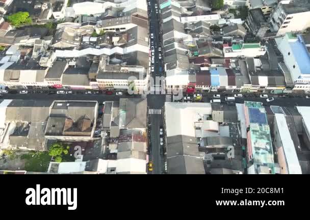 Aerial view, drone flying over Phuket city, Thailand. Drone over ...