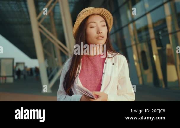 Attractive asian woman Anamation scanning Of The Face eye of man look ...