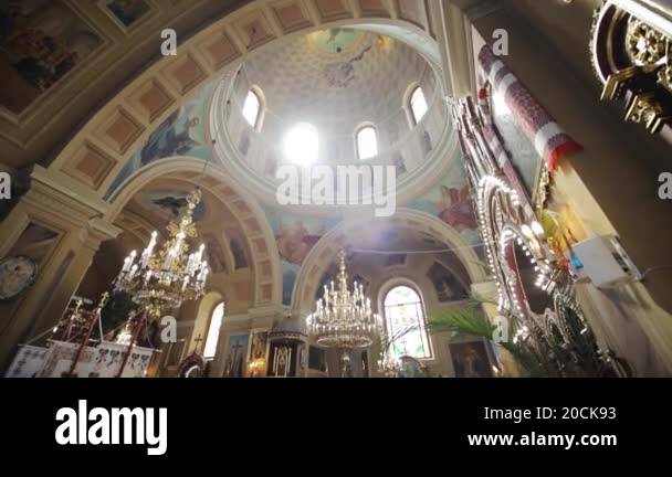 Beautiful wedding in the church inside altar arch architectural ...