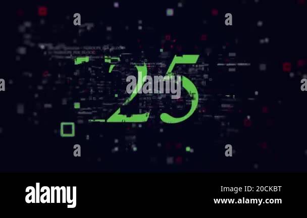 Futuristic abstract digital countdown with green matrix style count ...
