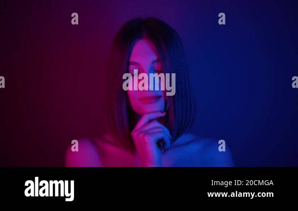 Shooting of high fashion girl model with beautiful collar bone touching ...