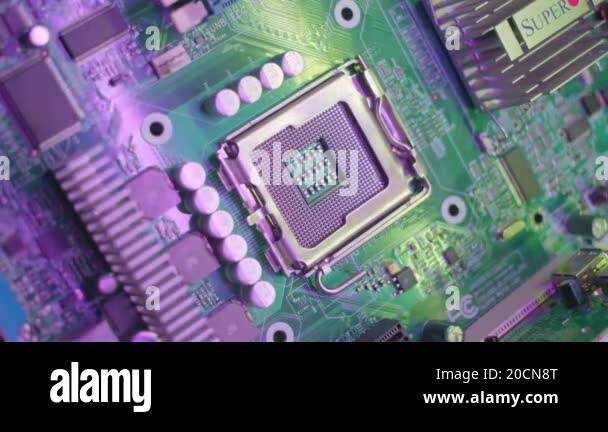 NEW YORK - May 19, 2019: Macro electronic part of a computer ...