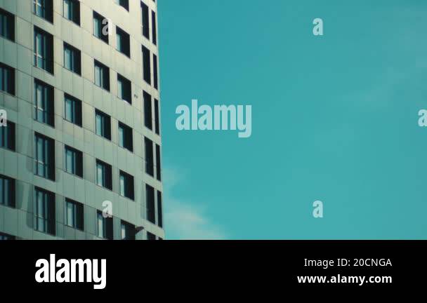 Perspective view of spectacular glass beautiful black office building ...