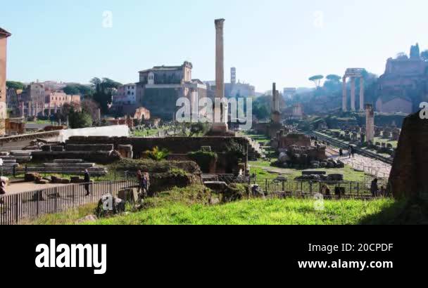 ROME, ITALY - April 20, 2017: Beautiful italy ruins view of the ancient ...