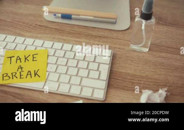 Creative mess. Shot on computer working desk with antiseptics and ...