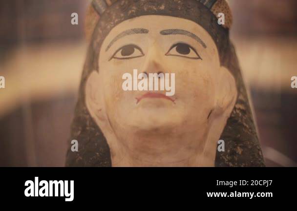 Close up face egyptian statue inside the museum sculpture background ...