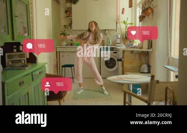 Funny Attractive Dancing Woman Dances. Vlogger Influencer. Animation ...