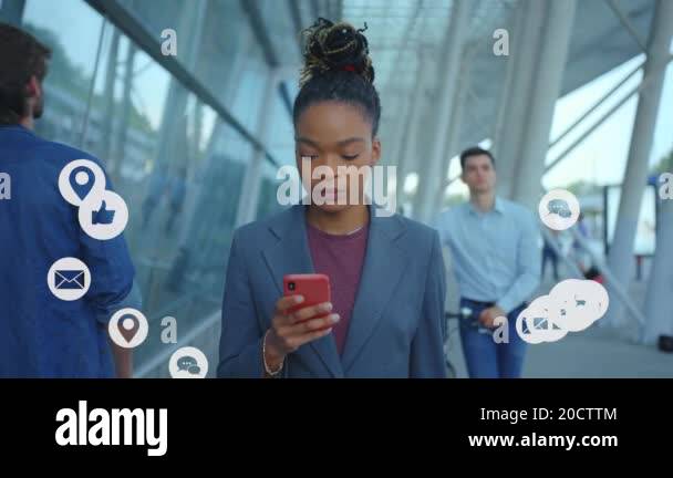 Beautiful Businesswoman Influencer Using Smartphone near Airport ...