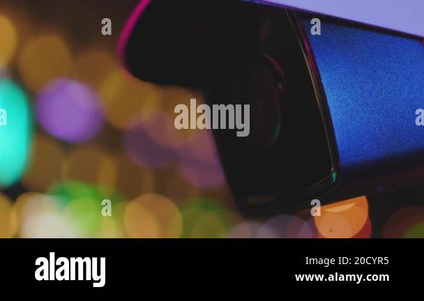 Close up security video camera surveillance moving to scan the area ...